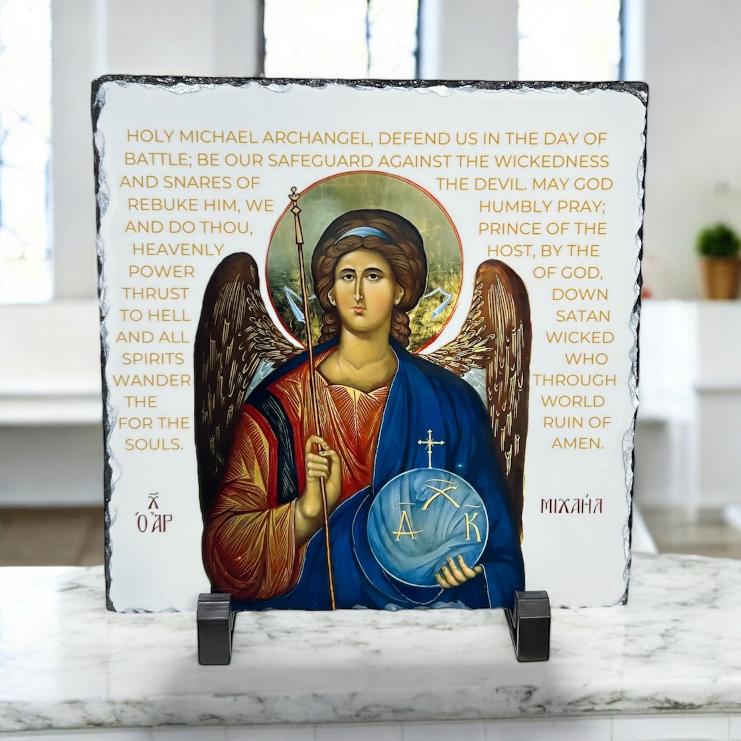 Archangel Michael Icon With Prayer – Bespoke & Co Candles